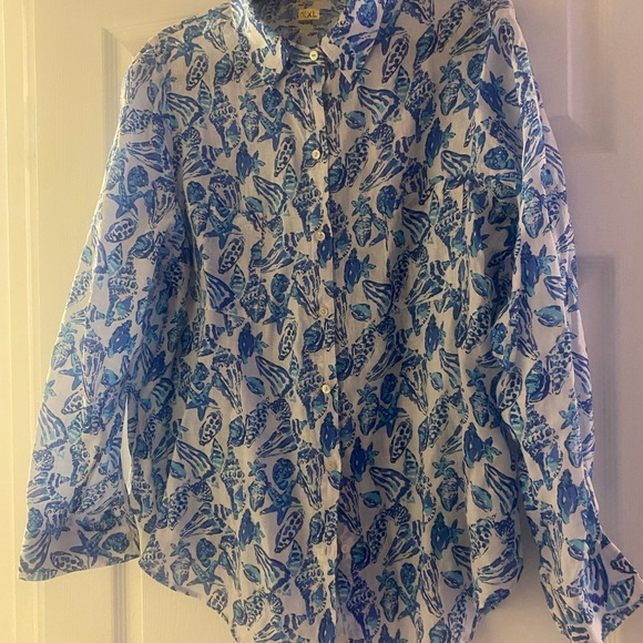 Lilly Pulitzer | Tops | Lilly Pulitzer Blue And White Shell Sea View ...